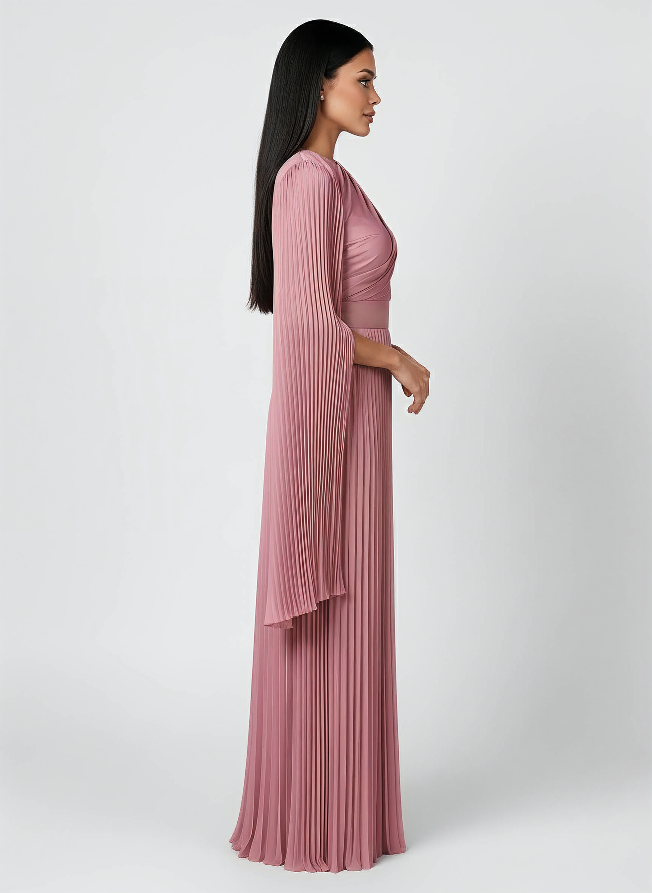 Modest Pleated Satin Gown – Mystic Modesty