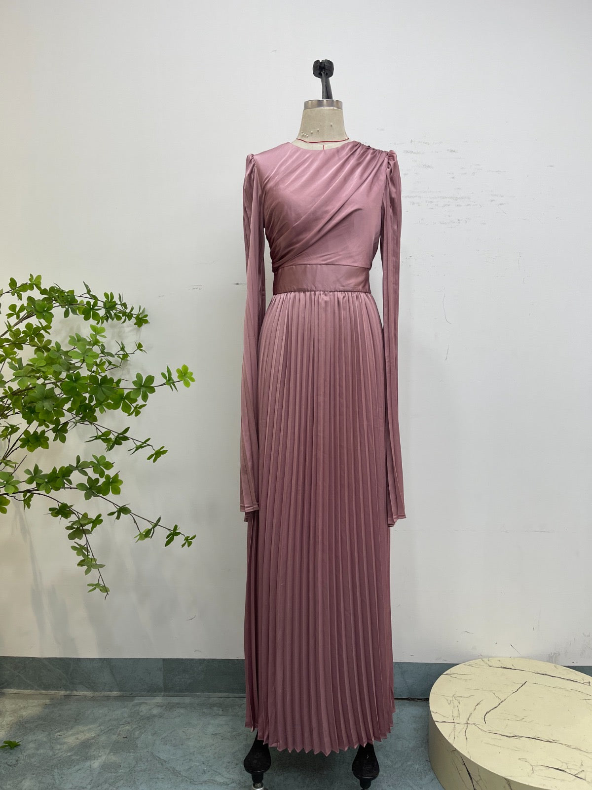 Modest Pleated Satin Gown – Mystic Modesty